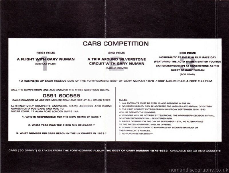 Gary Numan Cassettes | Cars 93 Sprint 1993